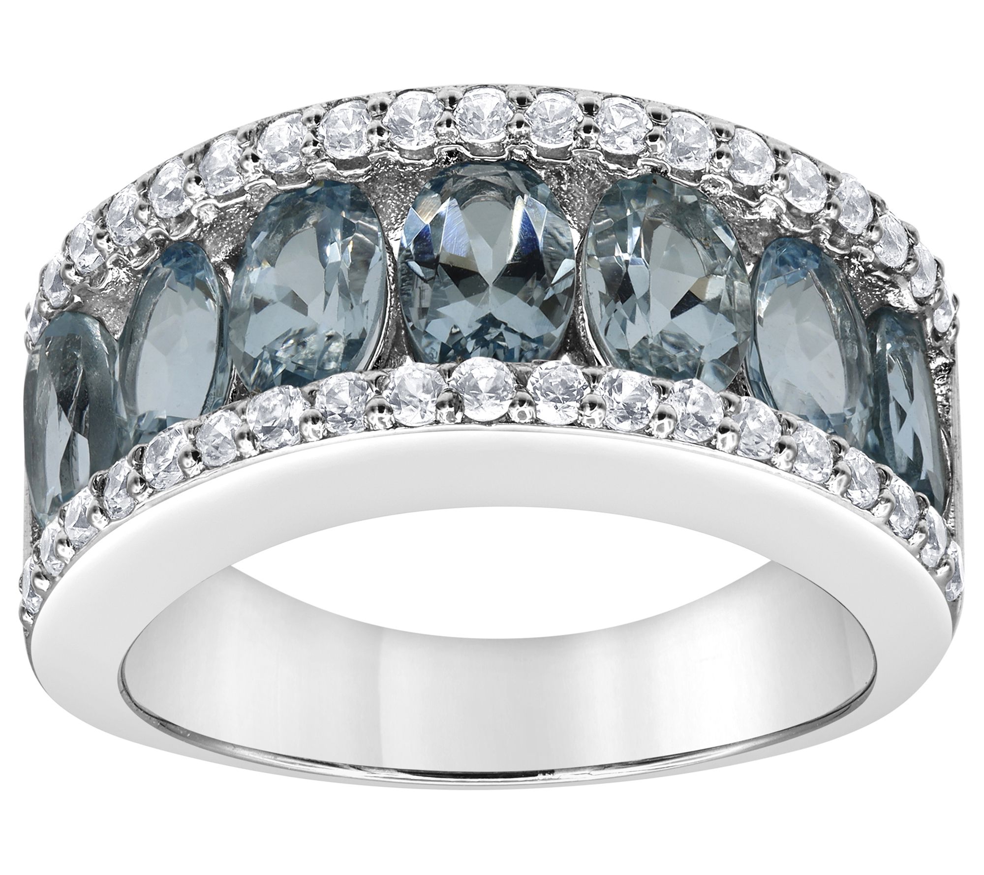 Affinity Gems Aquamarine & Zircon Band Ring, Sterling Silver - QVC.com