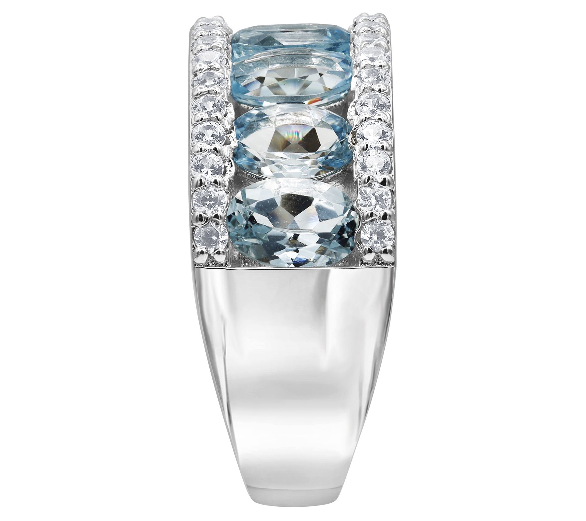 Affinity Gems Aquamarine & Zircon Band Ring, Sterling Silver - QVC.com