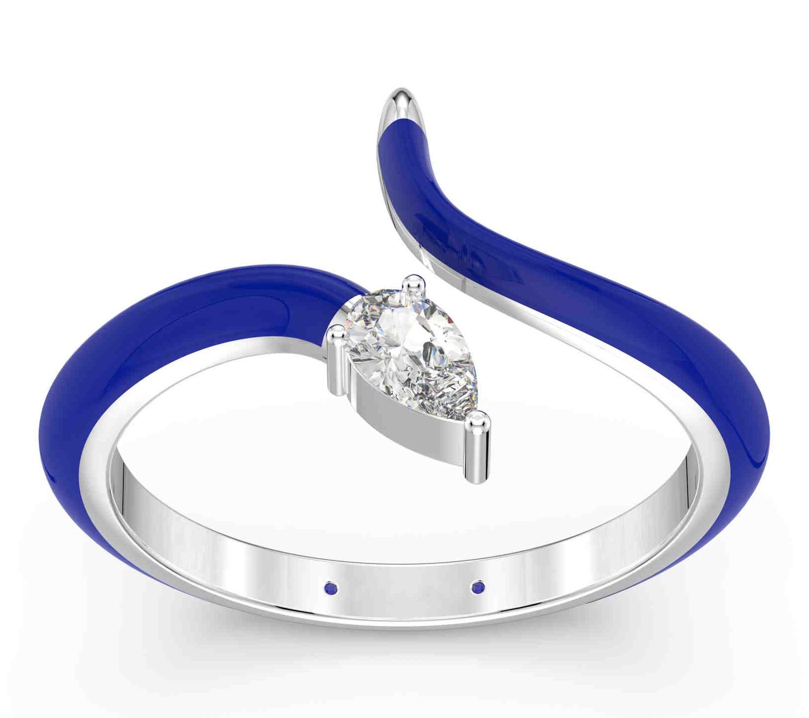Vida Lab Diamonds Ceramic Chic Blue SerpentineRing, Sterling - QVC.com