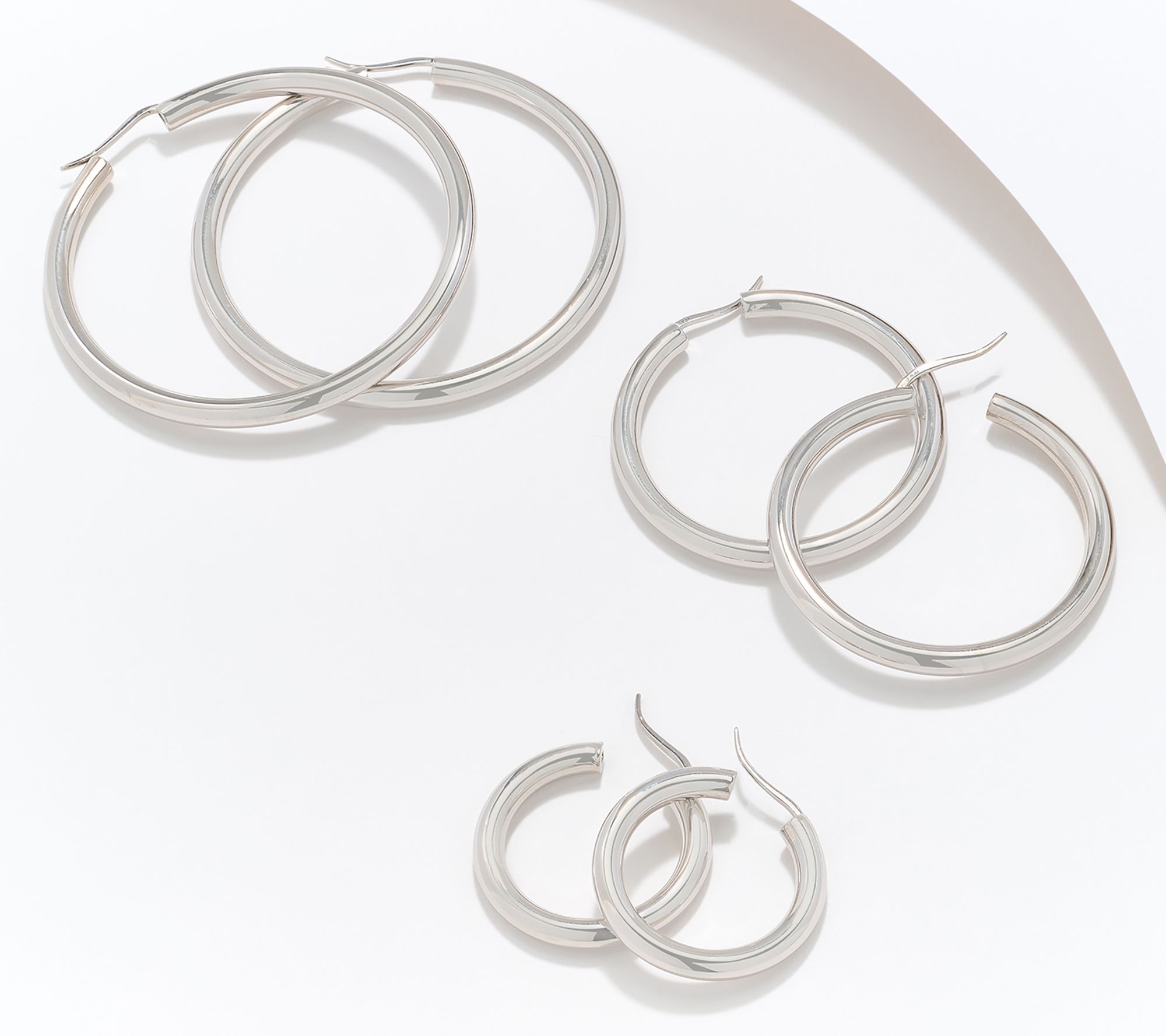 Silver Style Comfort Closure 1"-2" Hoop Earrings, Sterling Silver - QVC.com