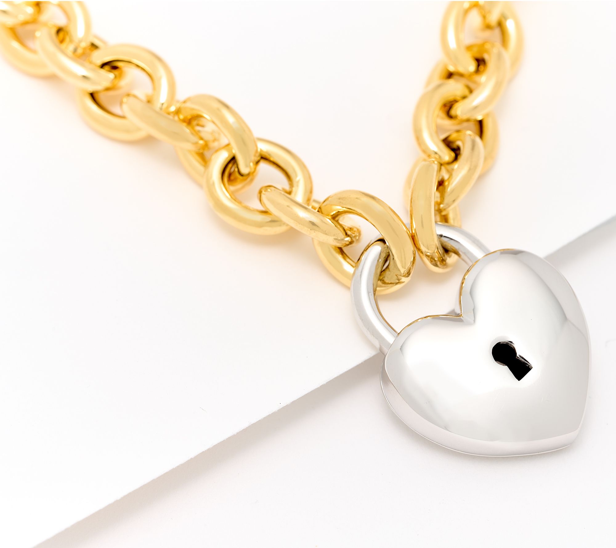 David Markstein Bronze Removable Heart Lock 18" Necklace - QVC.com