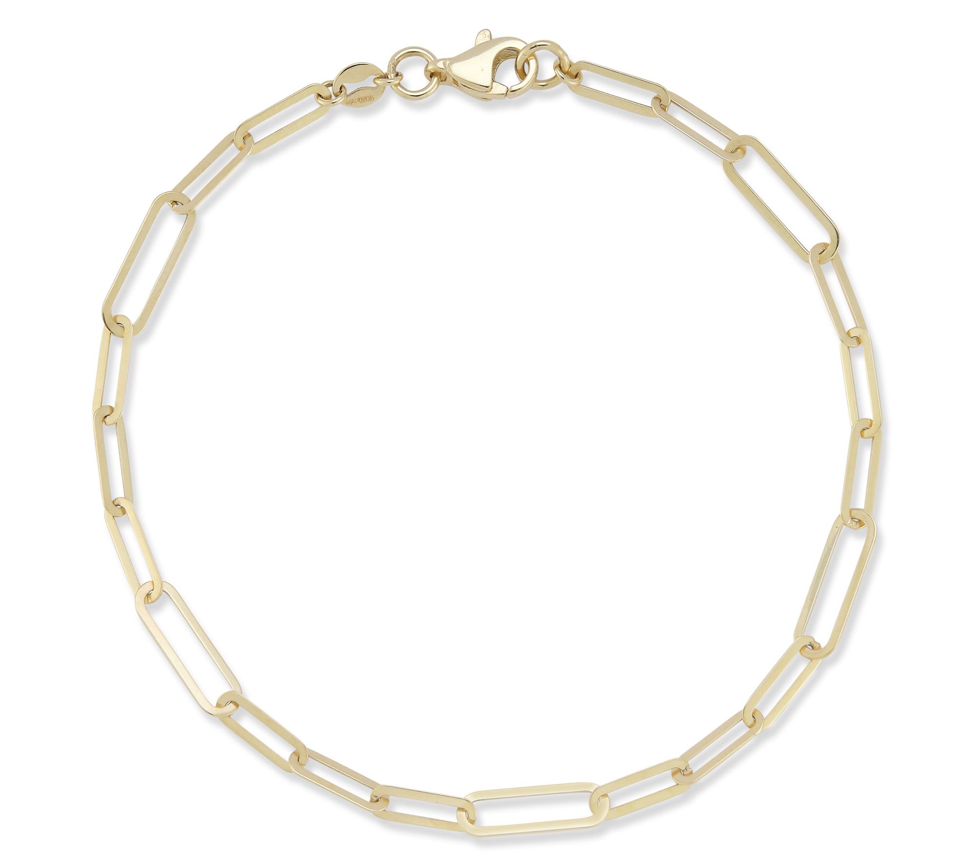 Luminosa Gold Thin Flat Paperclip Chain Bracelet, 14K - QVC.com