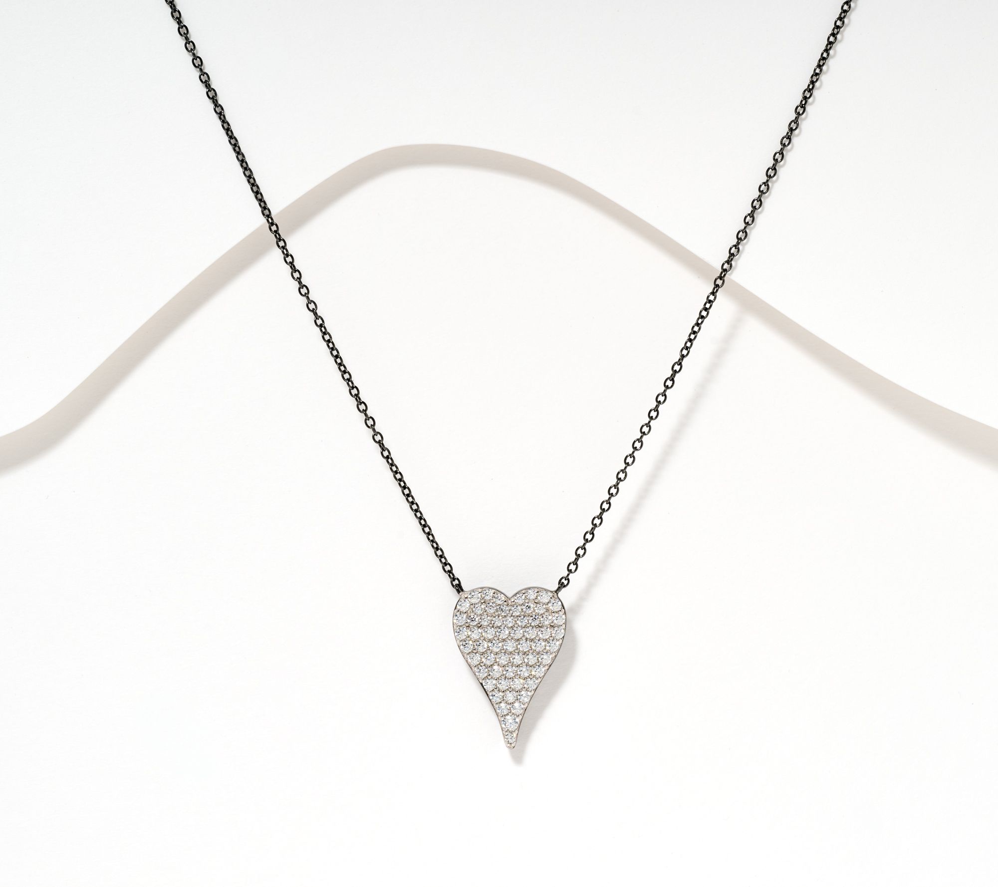 Diamonique x Jennifer Miller Boxed Pave Heart Necklace, Sterl - QVC.com