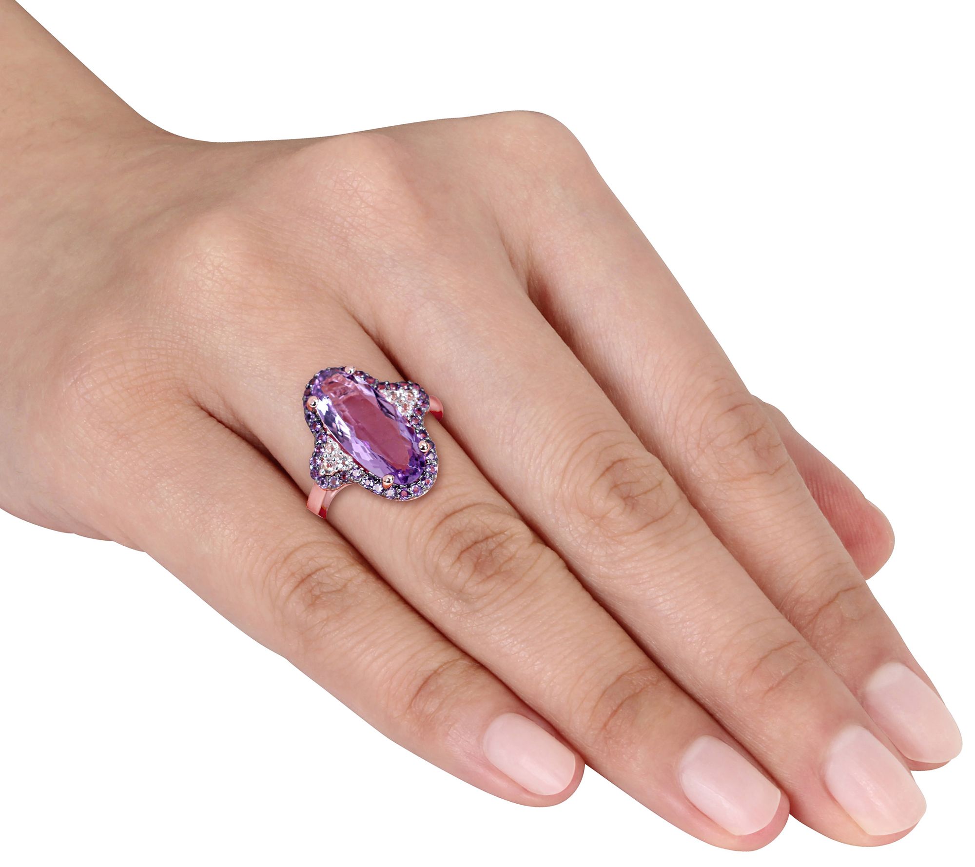 14K Rose Gold-Plated Sterling Silver & AmethystRing 3.50 cttw - QVC.com