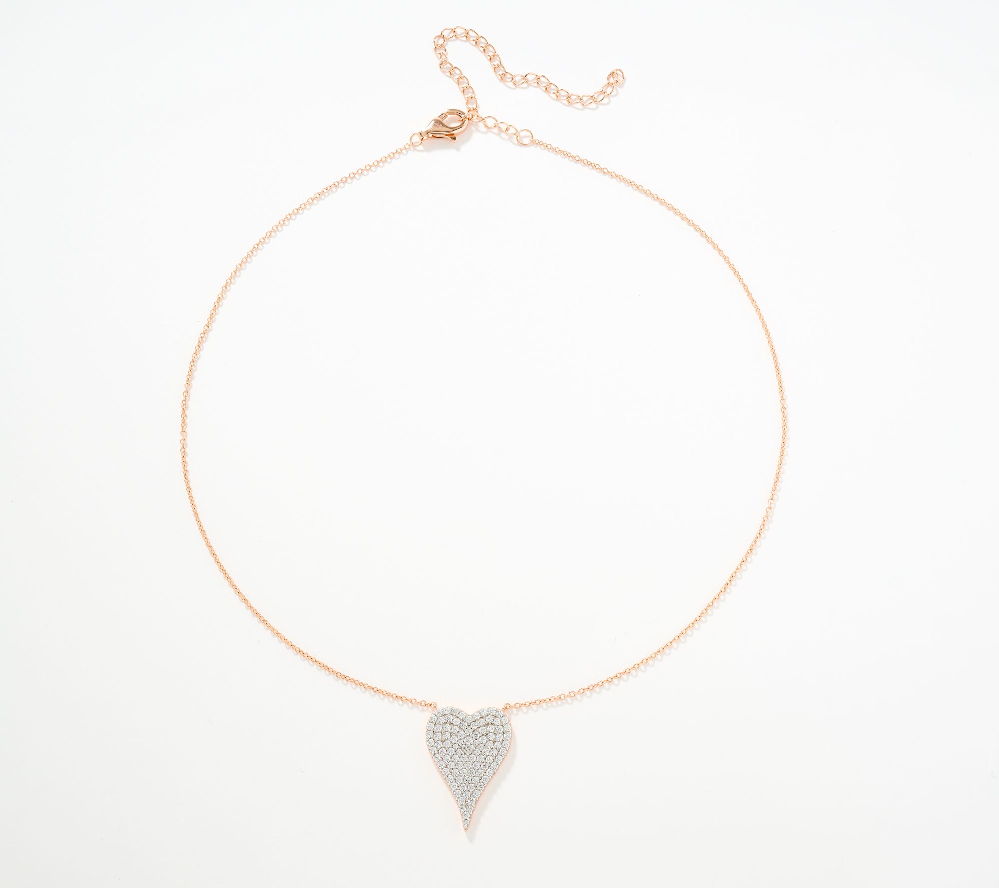 Diamonique x Jennifer Miller Signature Pave Heart Necklace, Sterling ...