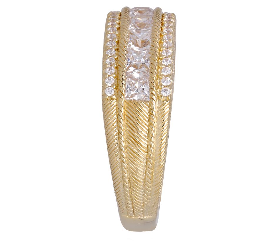 Judith Ripka 14K Clad Diamonique Round & Princess Band Ring - QVC.com