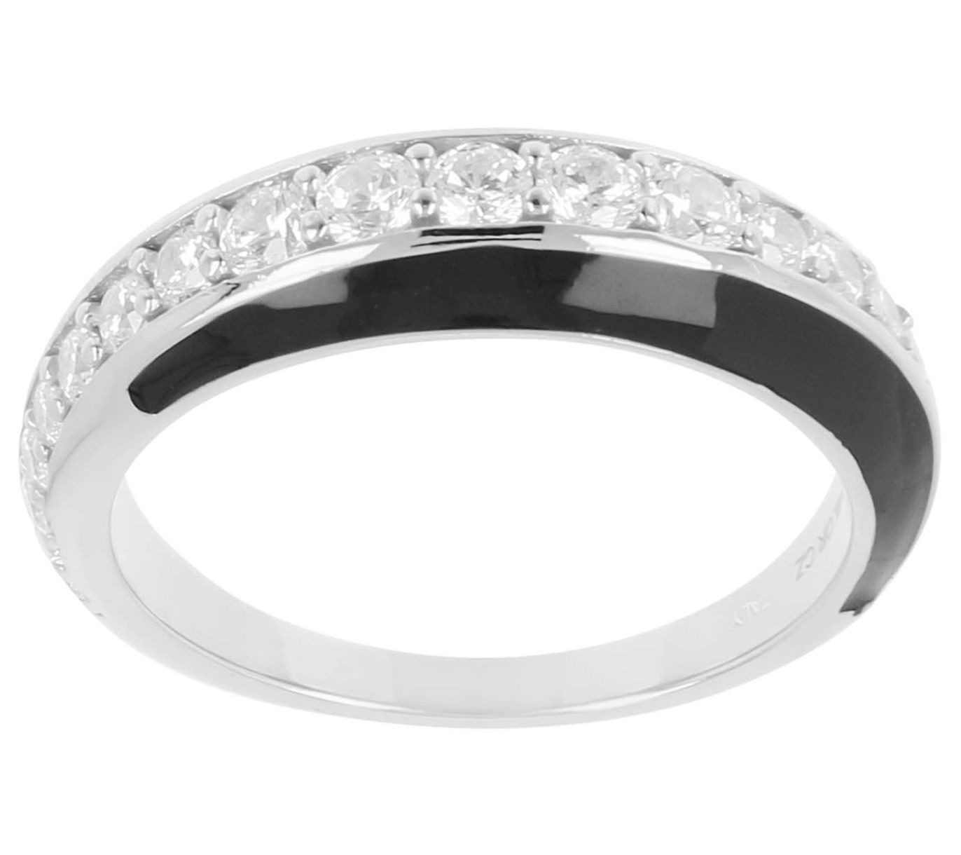 Diamonique 0.60 cttw Enamel Band Ring SterlingSilver QVC