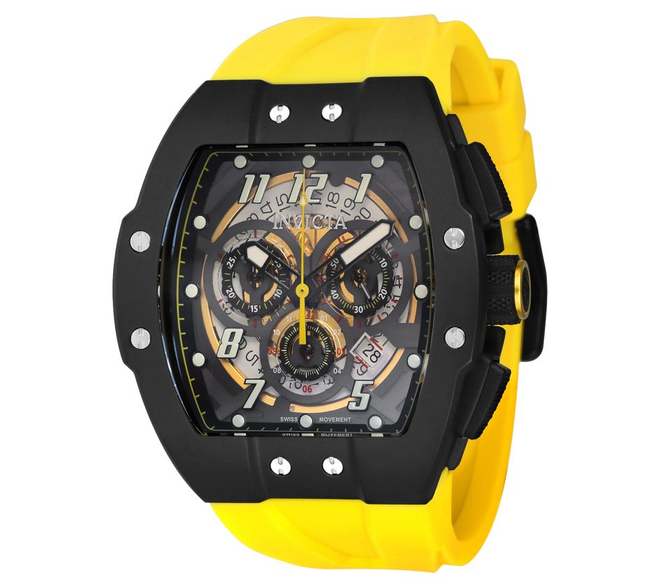 Invicta Men's Correa Black Stainless Yellow Strap Watch - QVC.com