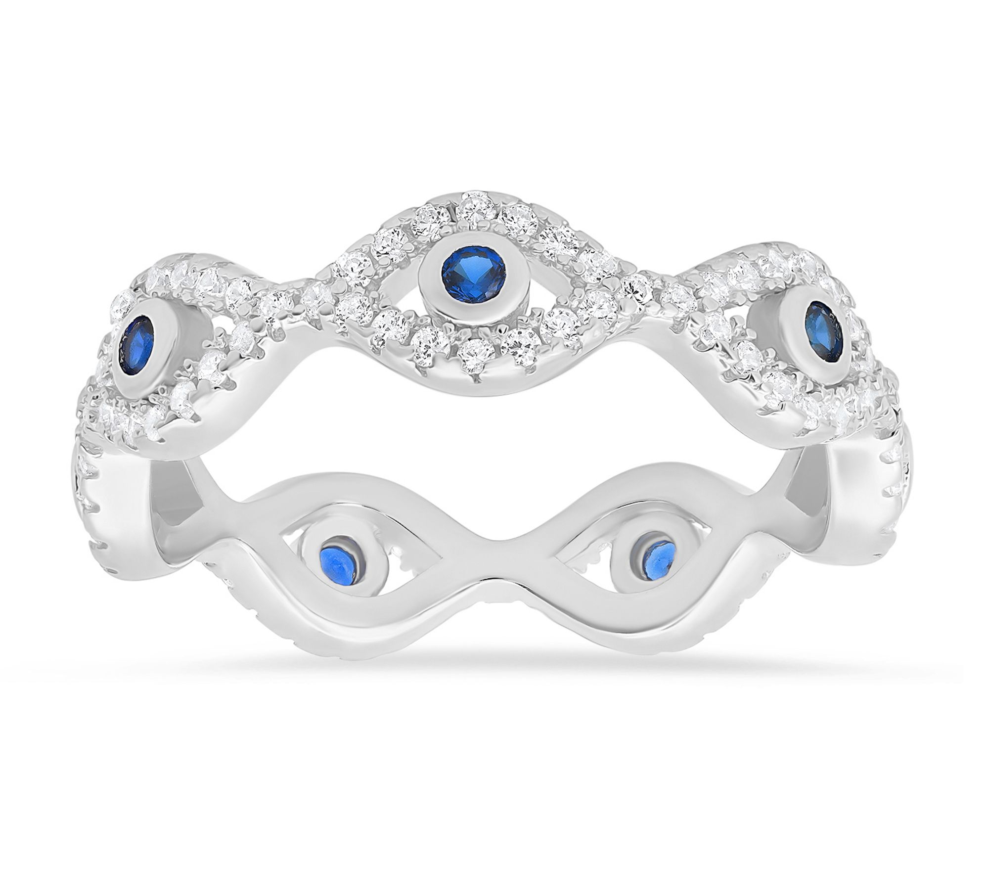 Sterling Silver Cubic Zirconia Evil Eye Eternity Band Ring - QVC.com