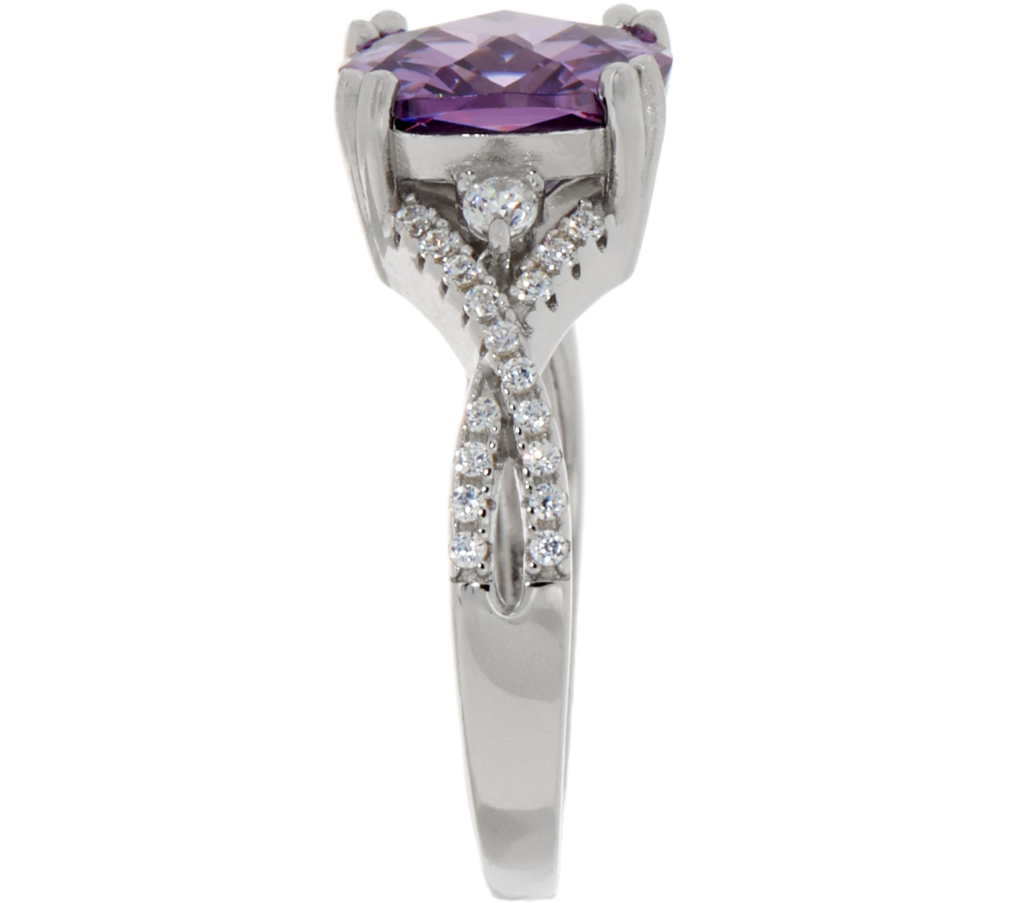 Diamonique and Simulated Amethyst Ring, Sterling - QVC.com