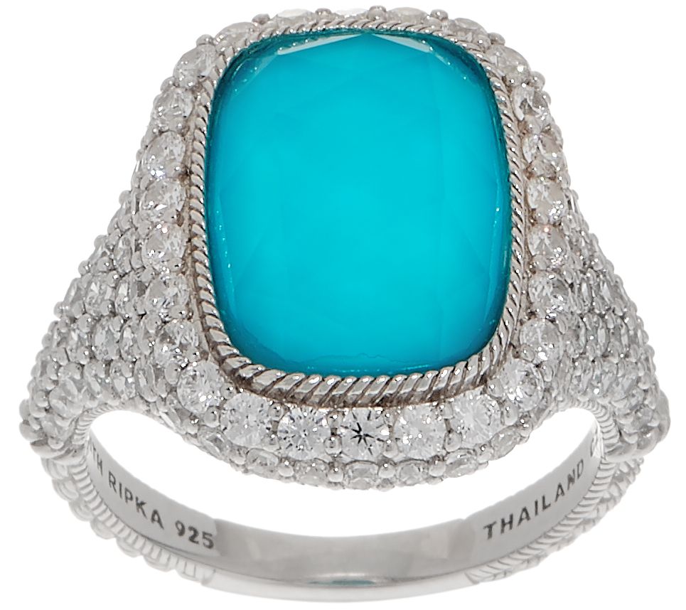 Judith Ripka Sterling Silver Turquoise & Diamonique Doublet Ring - QVC.com