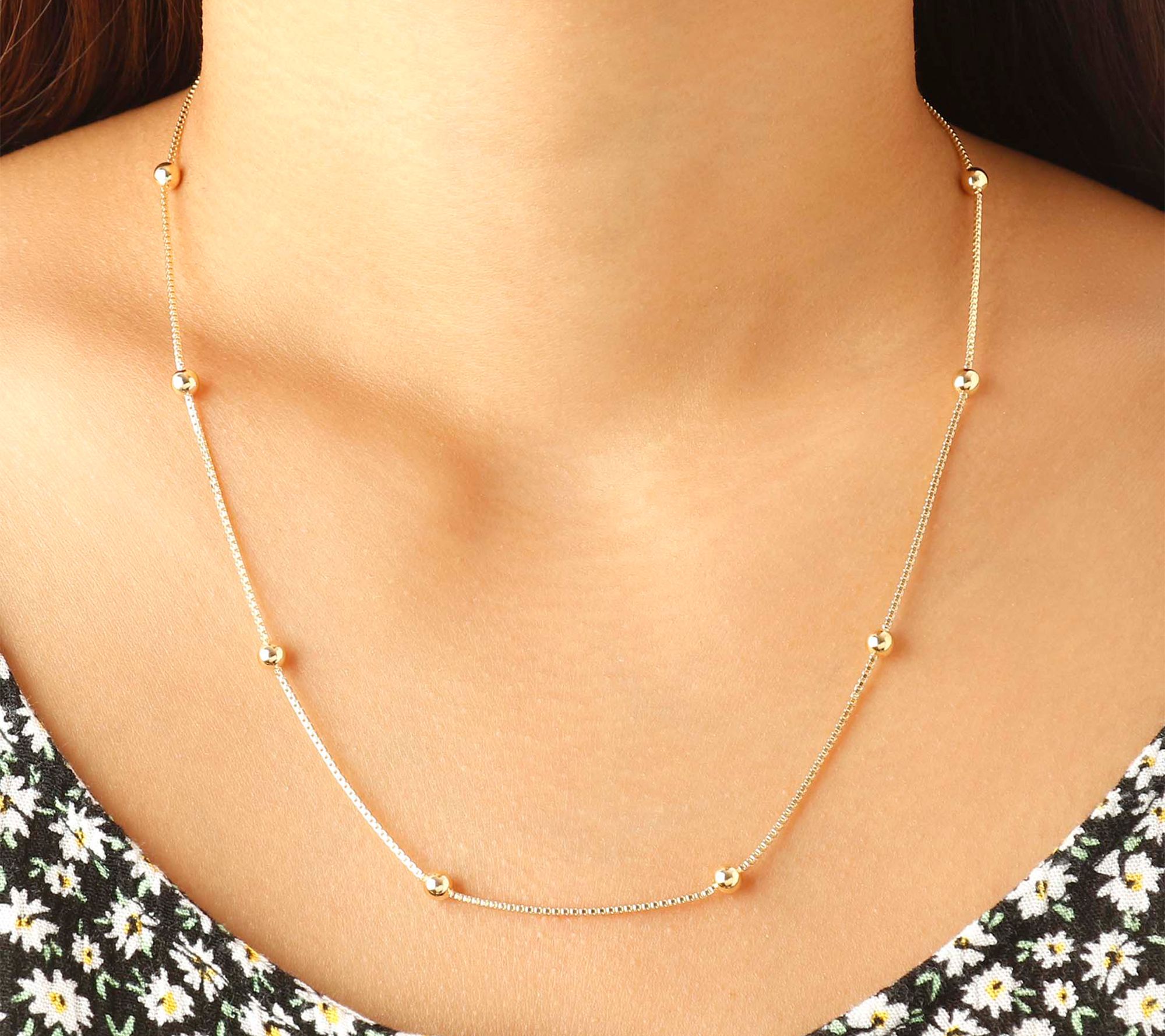 Bronzo Italia Bead Station Box Chain Necklace - QVC.com