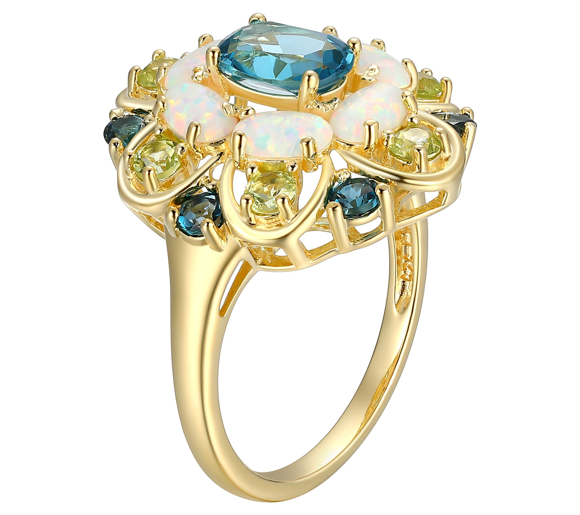 Affinity Gems Multi-Gemstone Cocktail Ring, 18K Gold Plated - QVC.com