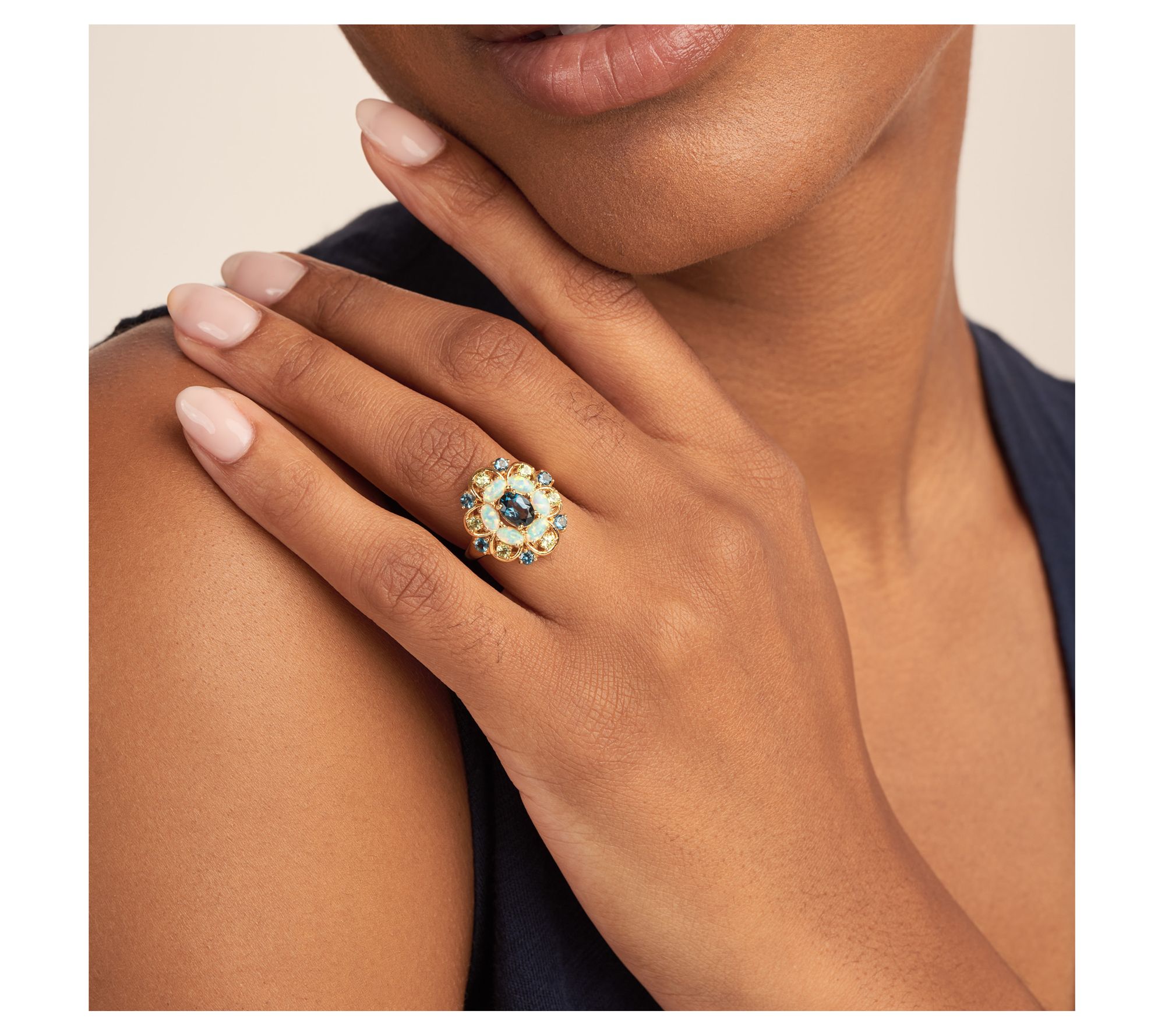 Affinity Gems Multi-Gemstone Cocktail Ring, 18K Gold Plated - QVC.com