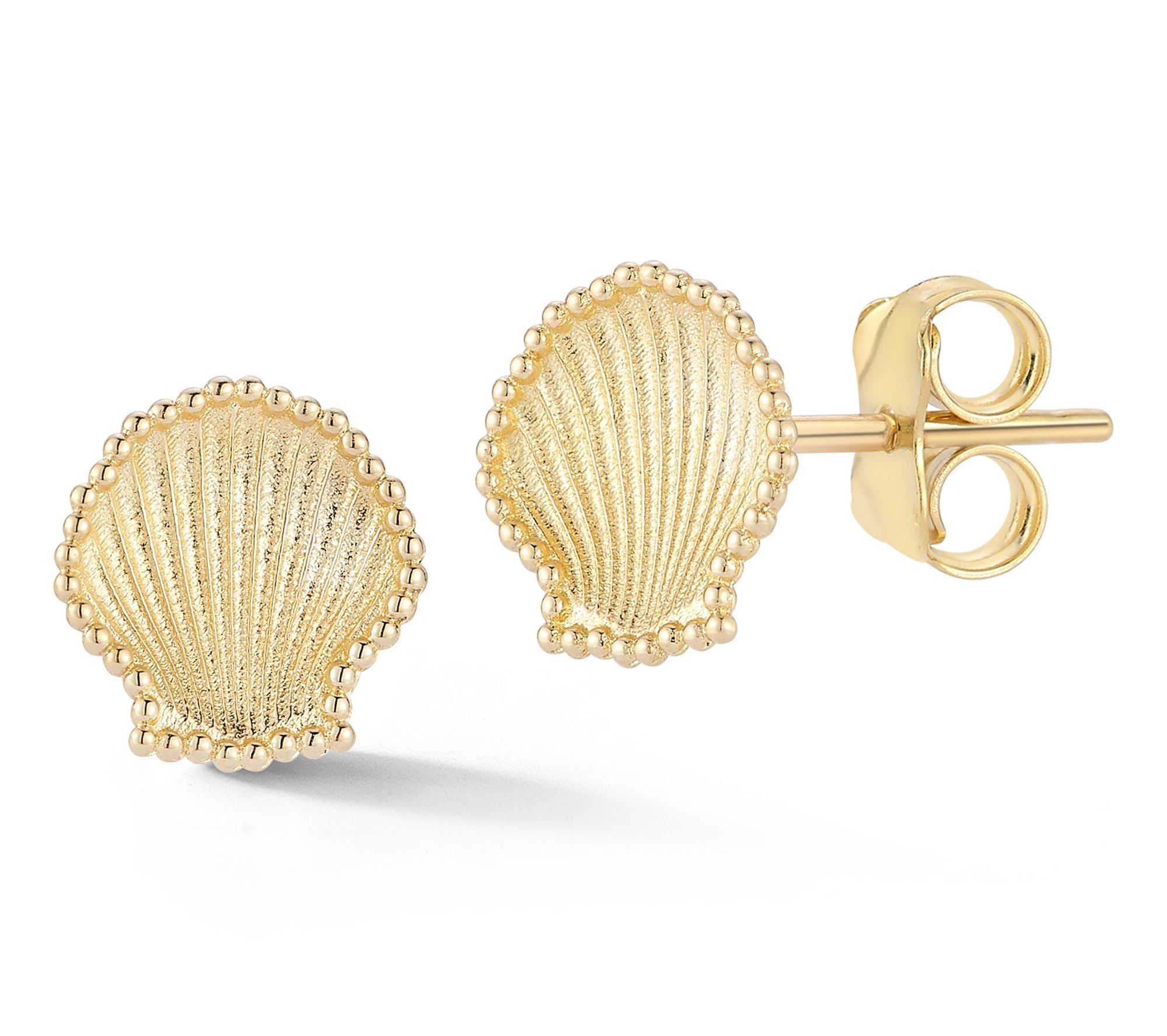 Luminosa Gold Concave Shell Stud Earrings, 14K - QVC.com