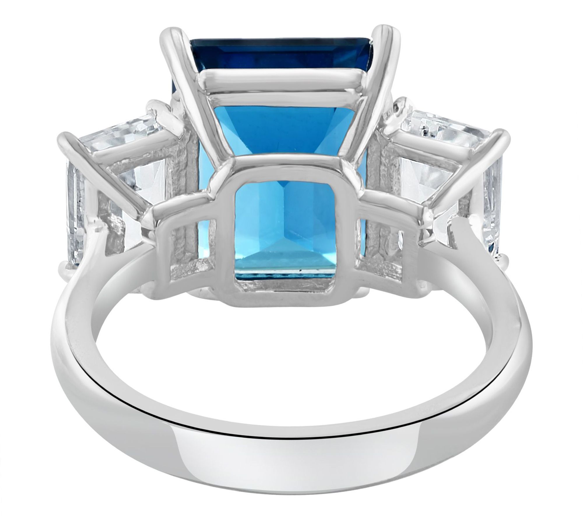 Effy London Blue Topaz & White Topaz Ring, 14KWhite Gold - QVC.com