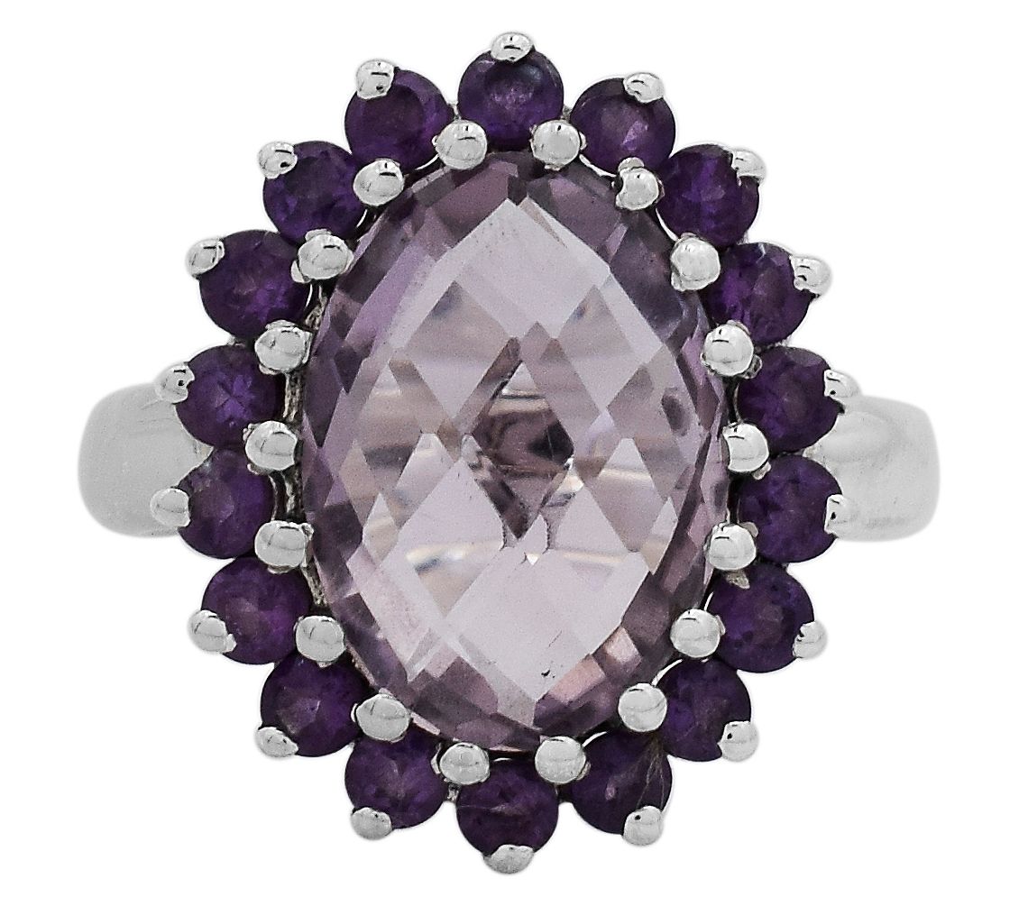 Affinity Gems Rose De France Amethyst & Amethyst Halo Ring - QVC.com
