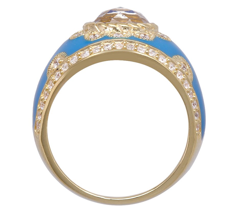 Judith Ripka 14K Clad Rock Crystal Diamonique Enamel Ring - QVC.com