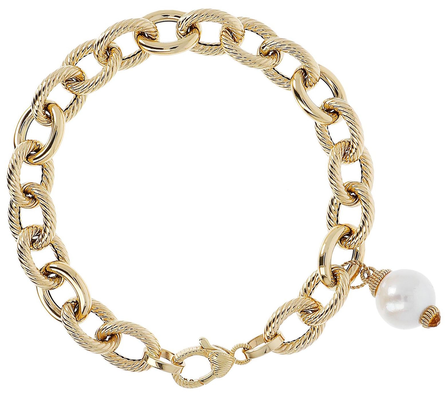 Judith Classic 7-1/2" Cultured Pearl Charm Bracelet, 14K Gold - QVC.com