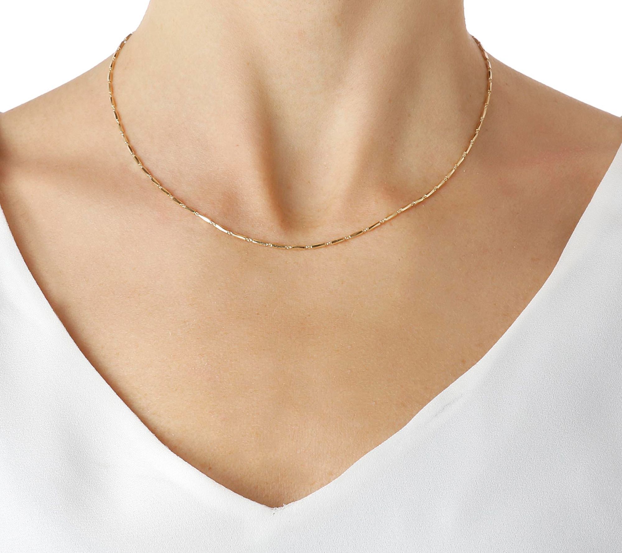 Veronese 18K Gold Clad 16" Bar Link Chain Necklace, 3.4g - QVC.com