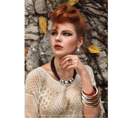 Oro Nuovo Large Brushed Satin Organic Bangle, 14K Gold Over Resin - QVC.com