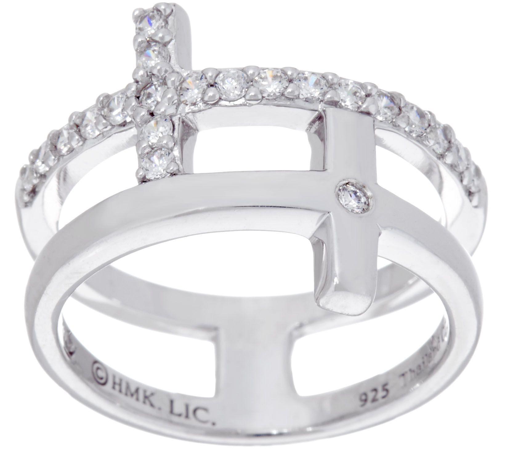 "As Is" Hallmark Sterling Cubic Zirconia Double Cross Ring - QVC.com