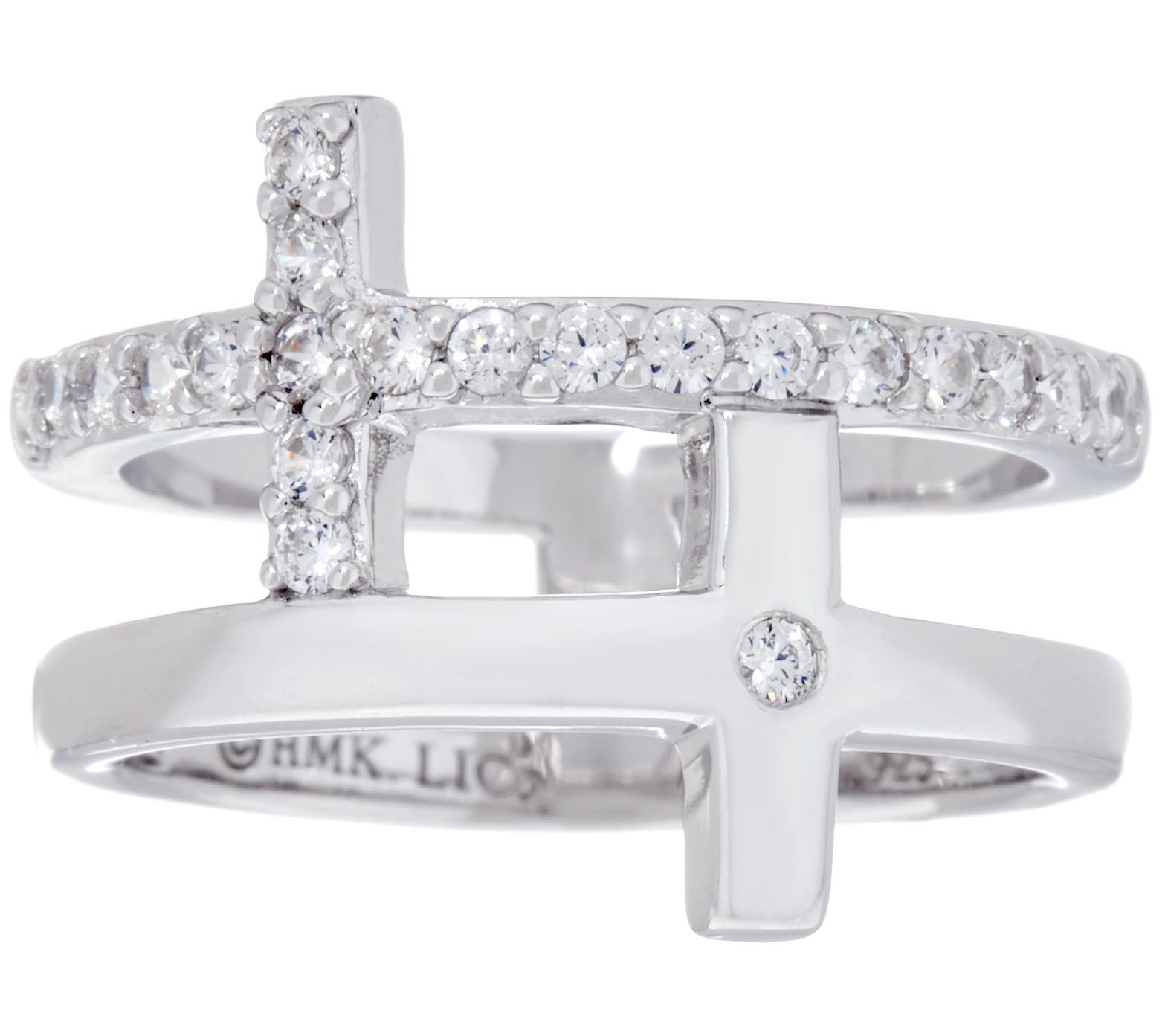 "As Is" Hallmark Sterling Cubic Zirconia Double Cross Ring - QVC.com
