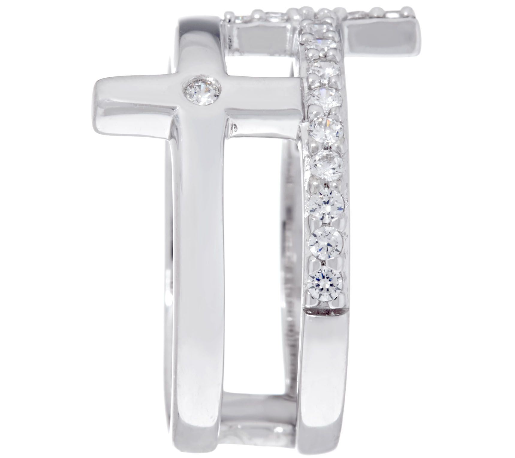 "As Is" Hallmark Sterling Cubic Zirconia Double Cross Ring - QVC.com