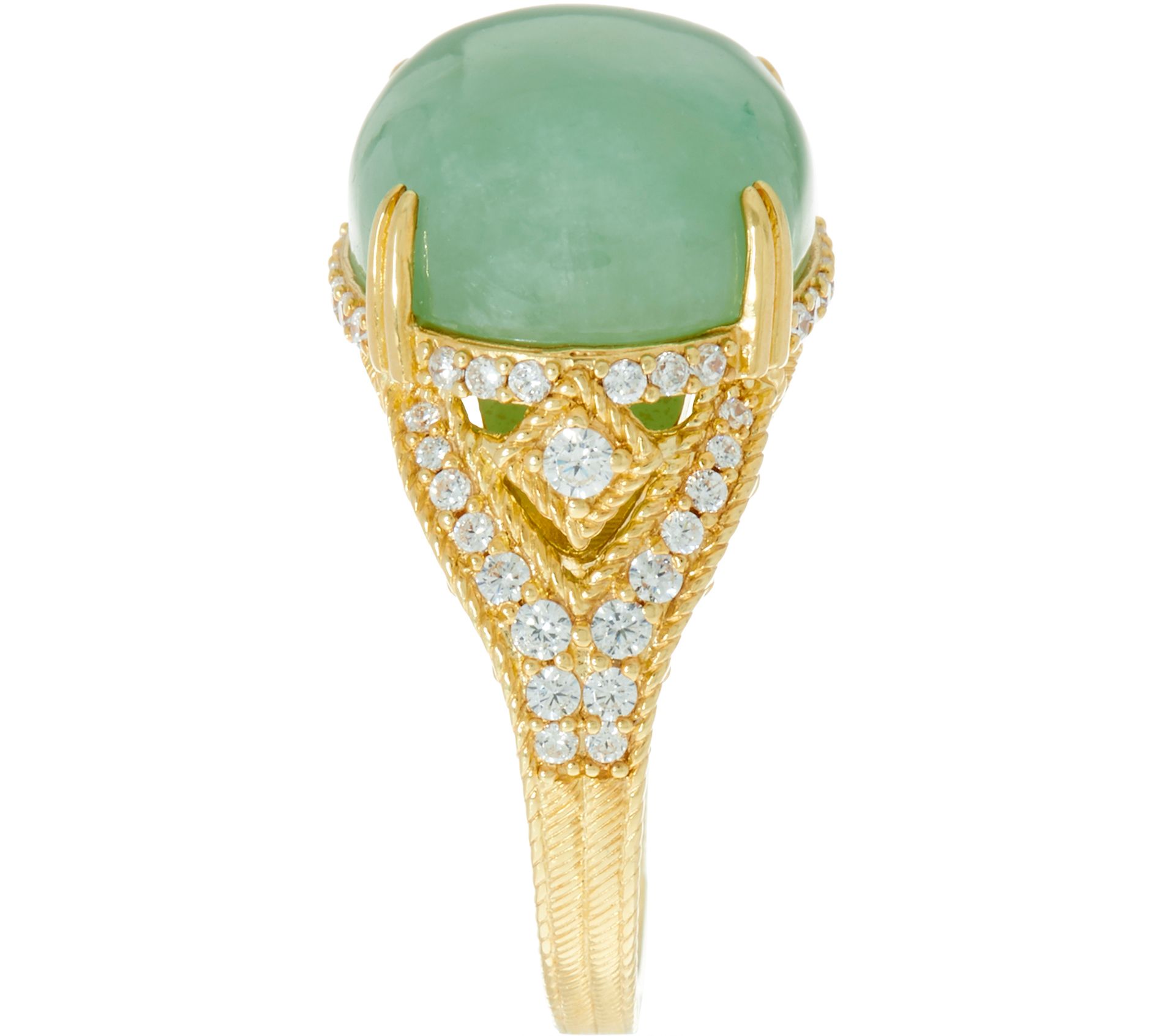 Judith Ripka Sterling/14K Clad Oval Jade Cabochon Ring - QVC.com
