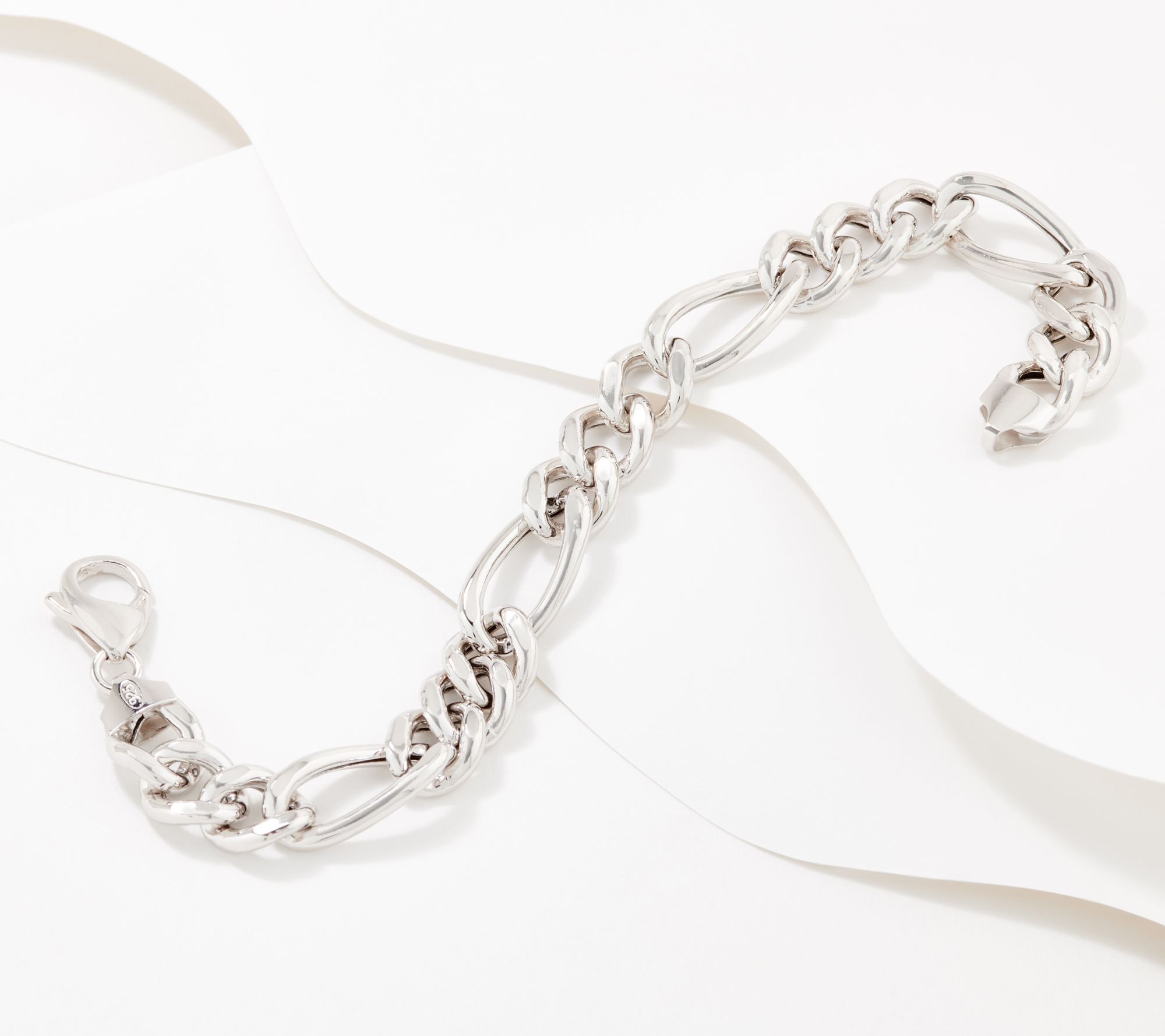 "As Is" Italian Silver Bold Figaro Link Bracelet 12.5g - QVC.com