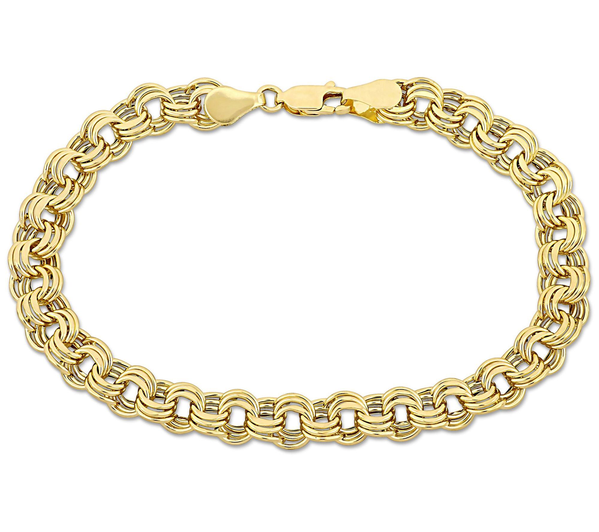 14K Gold Triple Link Bracelet, 5.65g - QVC.com