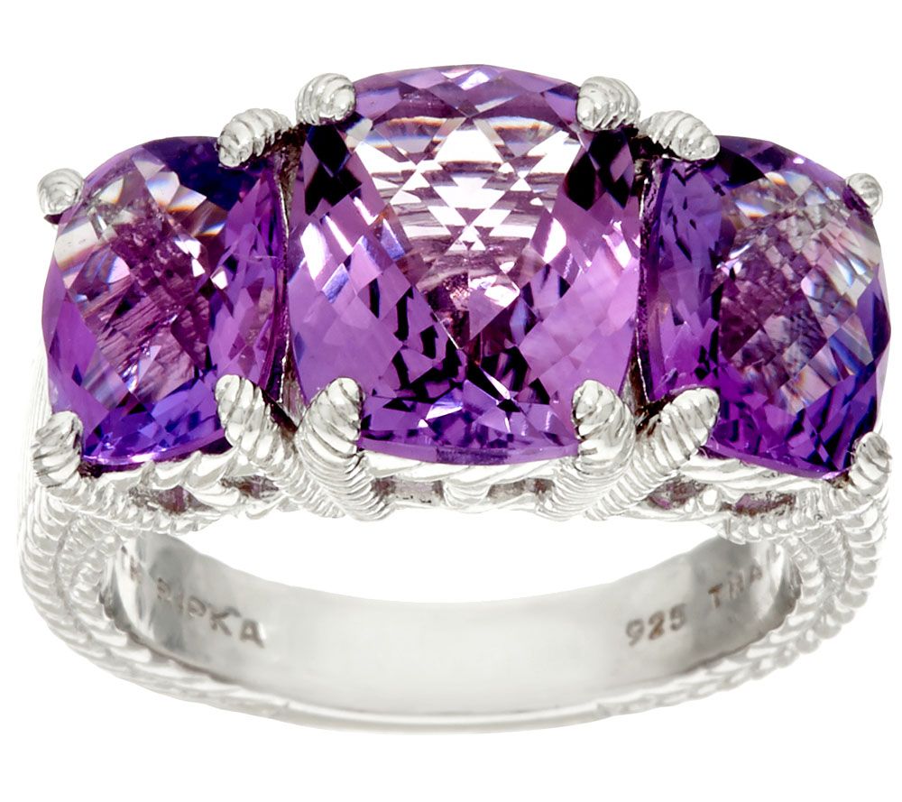 Judith Ripka Sterling 6.50 cttw Amethyst 3-Stone Ring - QVC.com