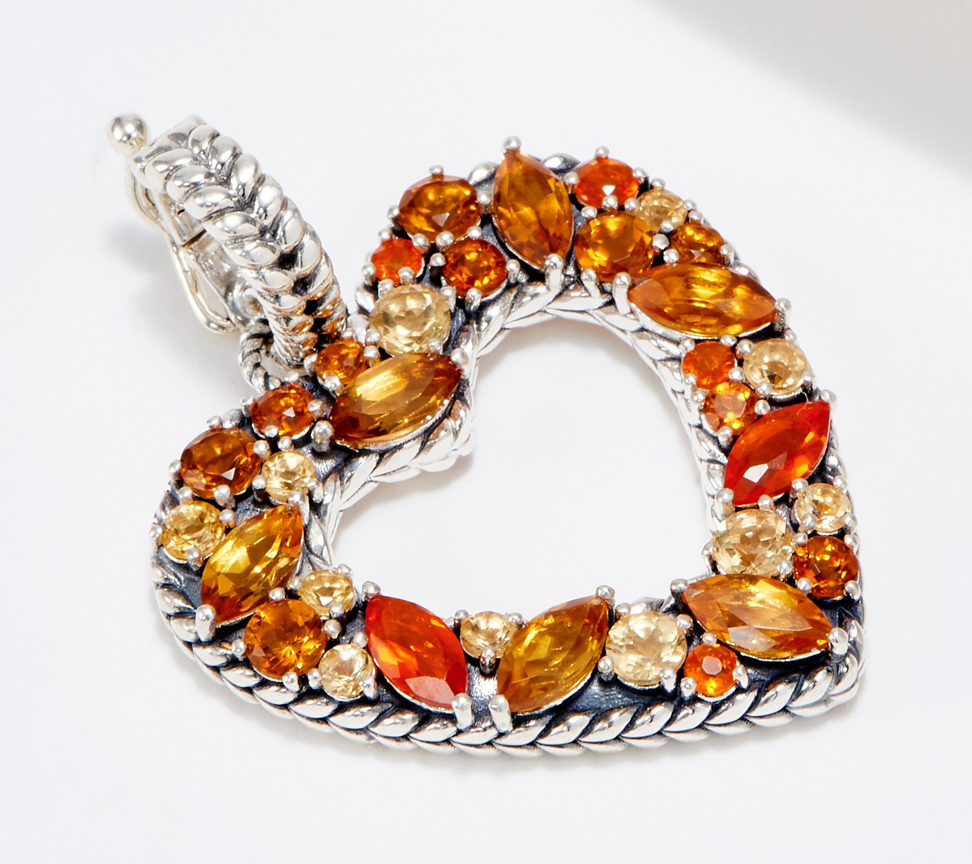 "As Is" JAI Sterling Silver Multi-Gemstone Heart Enhancer - QVC.com