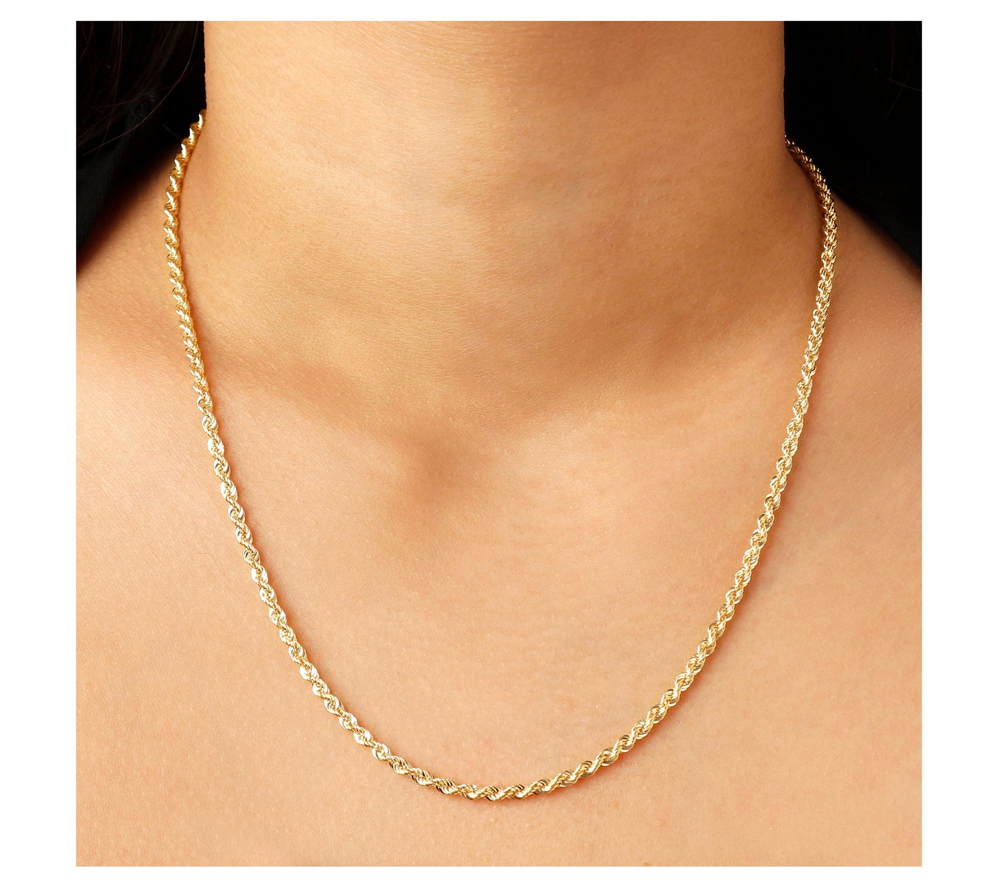 EternaGold 18" Rope Chain Necklace, 14K, 3.0g - QVC.com
