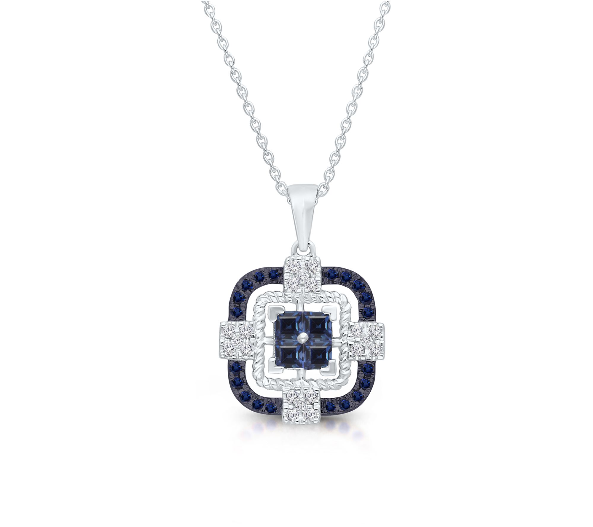 KALLATI Sapphire & Diamond Pendant w/ Chain, 14K Gold - QVC.com