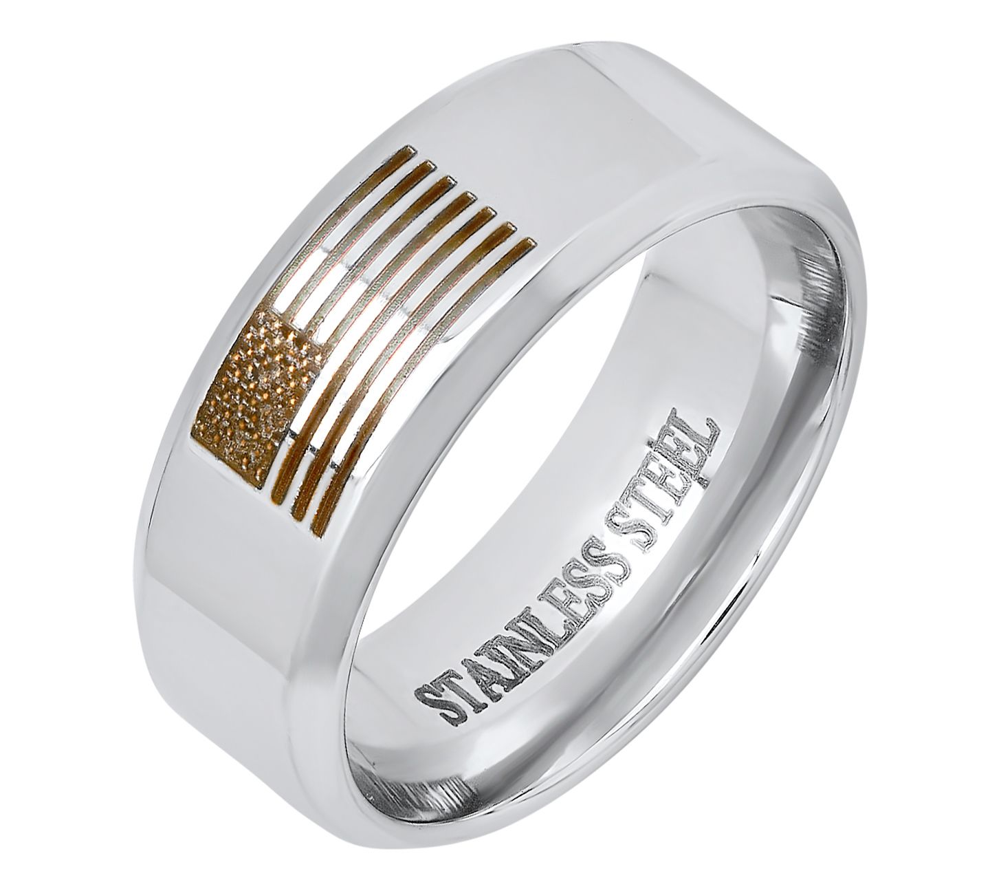 Steel By Design Men's Black IP American Flag Band Ring - QVC.com