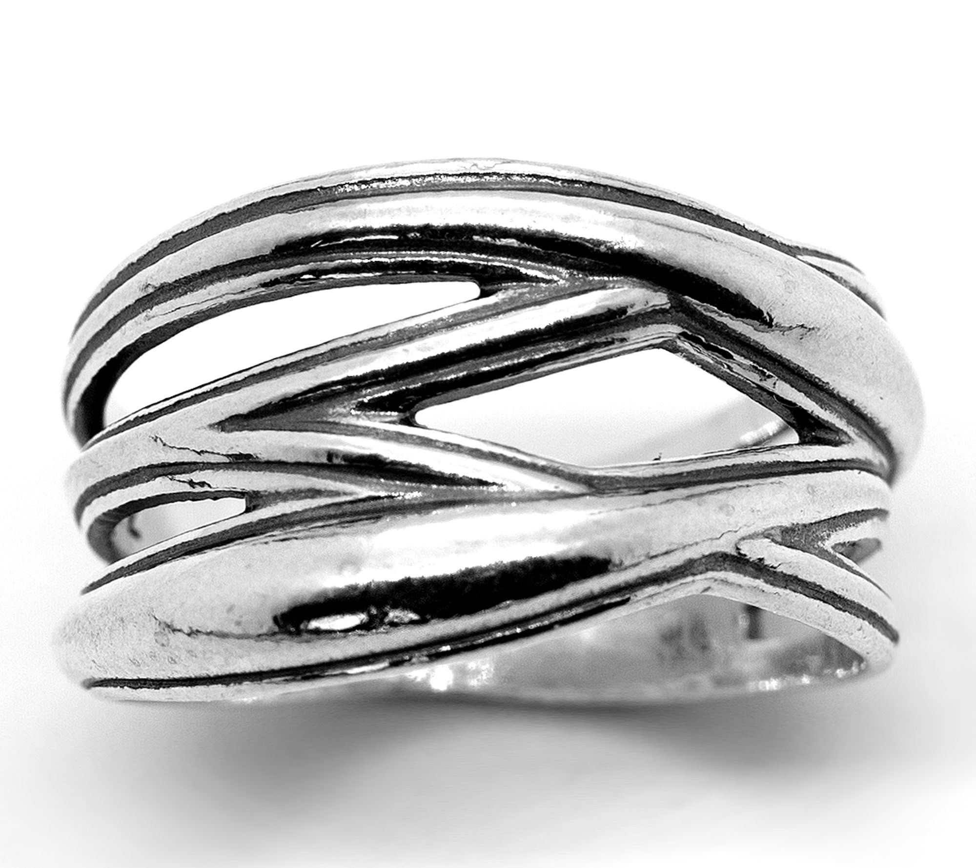 Or Paz Sterling Silver Cross Over Ring - QVC.com