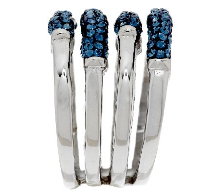Stainless Steel Multi Row Crystal Ring - QVC.com