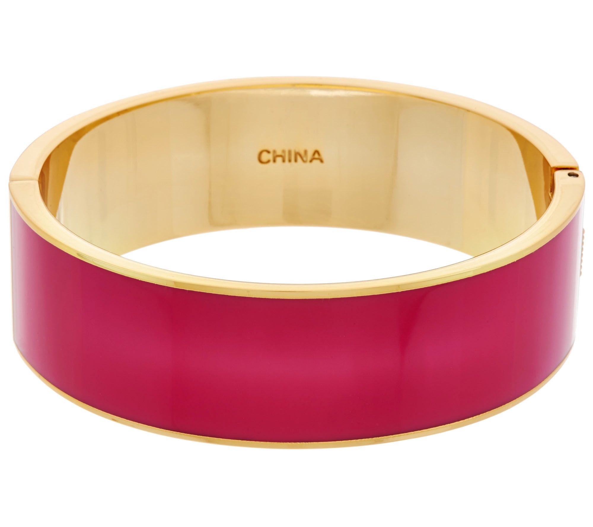 C. Wonder Enamel Initial Oval Hinged Bangle with Magnetic Clasp - QVC.com