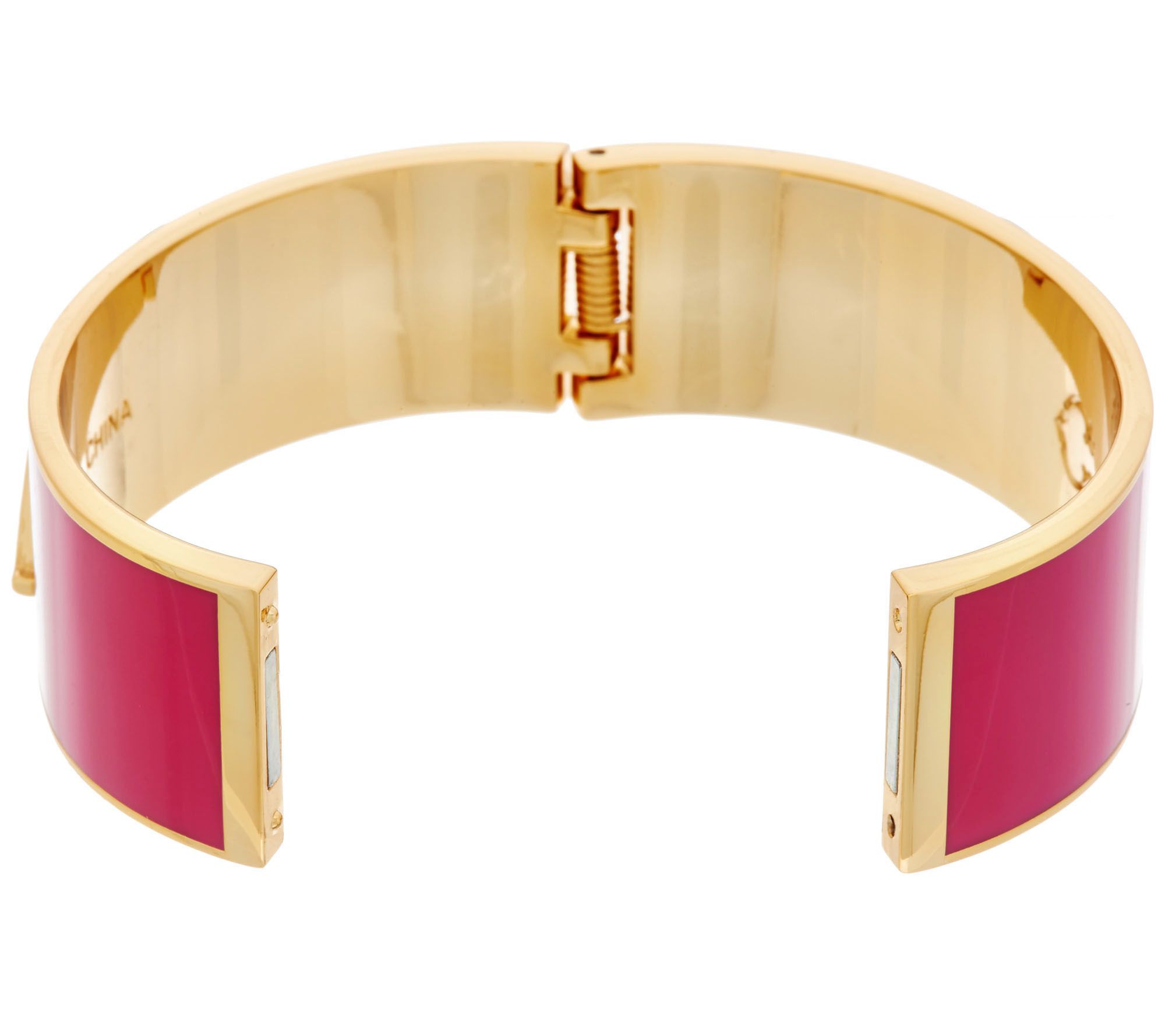 C. Wonder Enamel Initial Oval Hinged Bangle with Magnetic Clasp - QVC.com