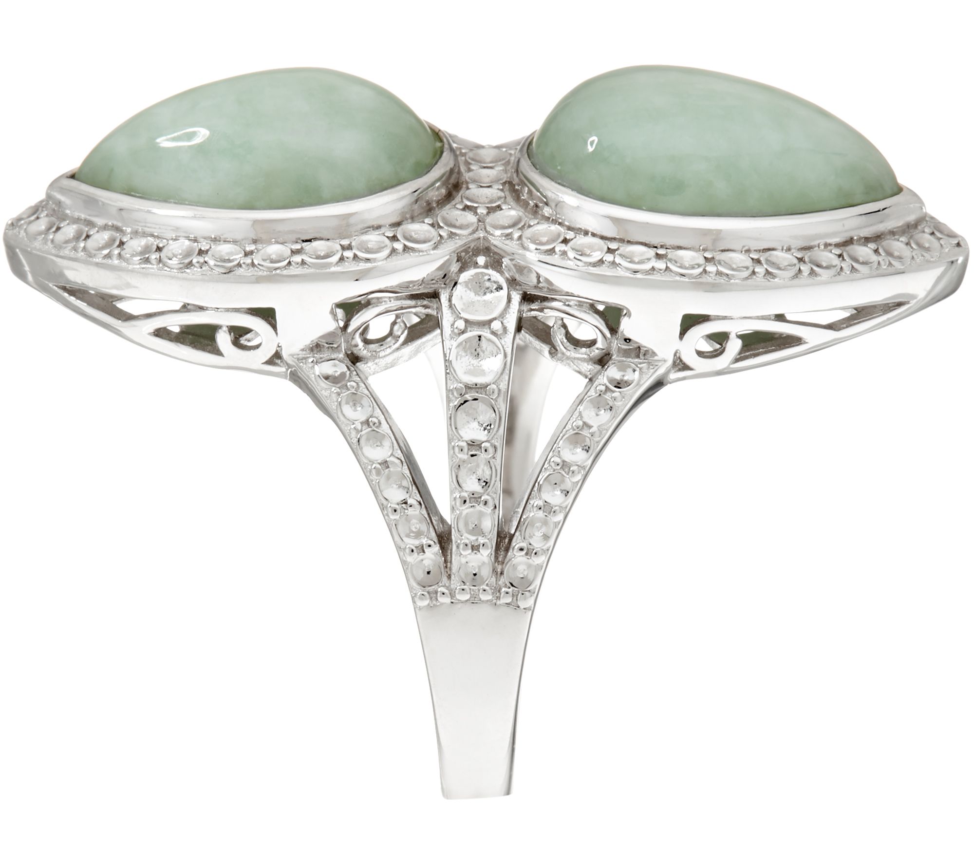 "As Is" Pear Shaped Burmese Jade Elongated Sterling Ring - QVC.com