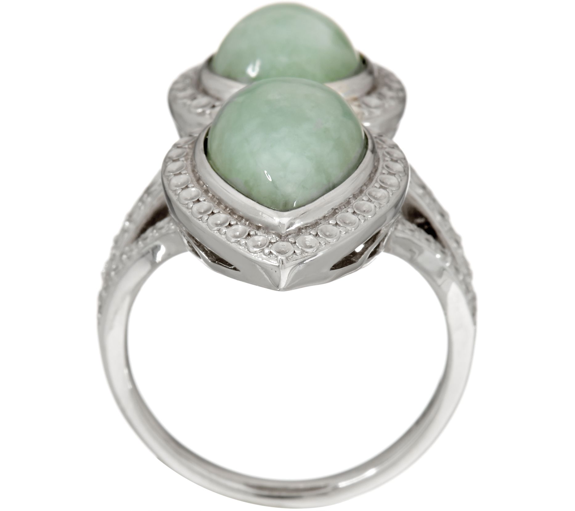 "As Is" Pear Shaped Burmese Jade Elongated Sterling Ring - QVC.com
