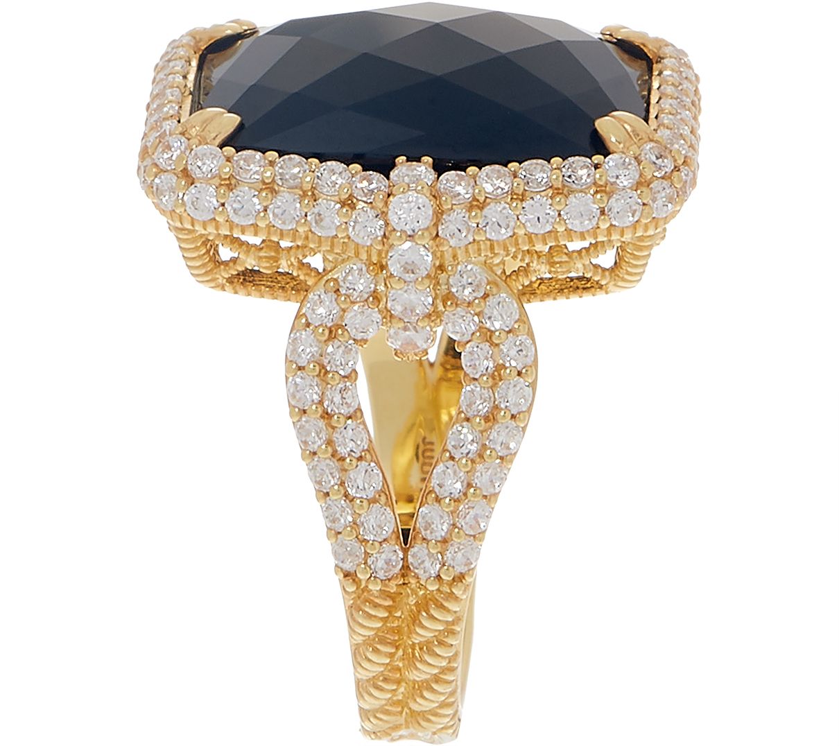 Judith Ripka 14K Gold Clad Black Onyx & Diamonique Cocktail Ring - QVC.com