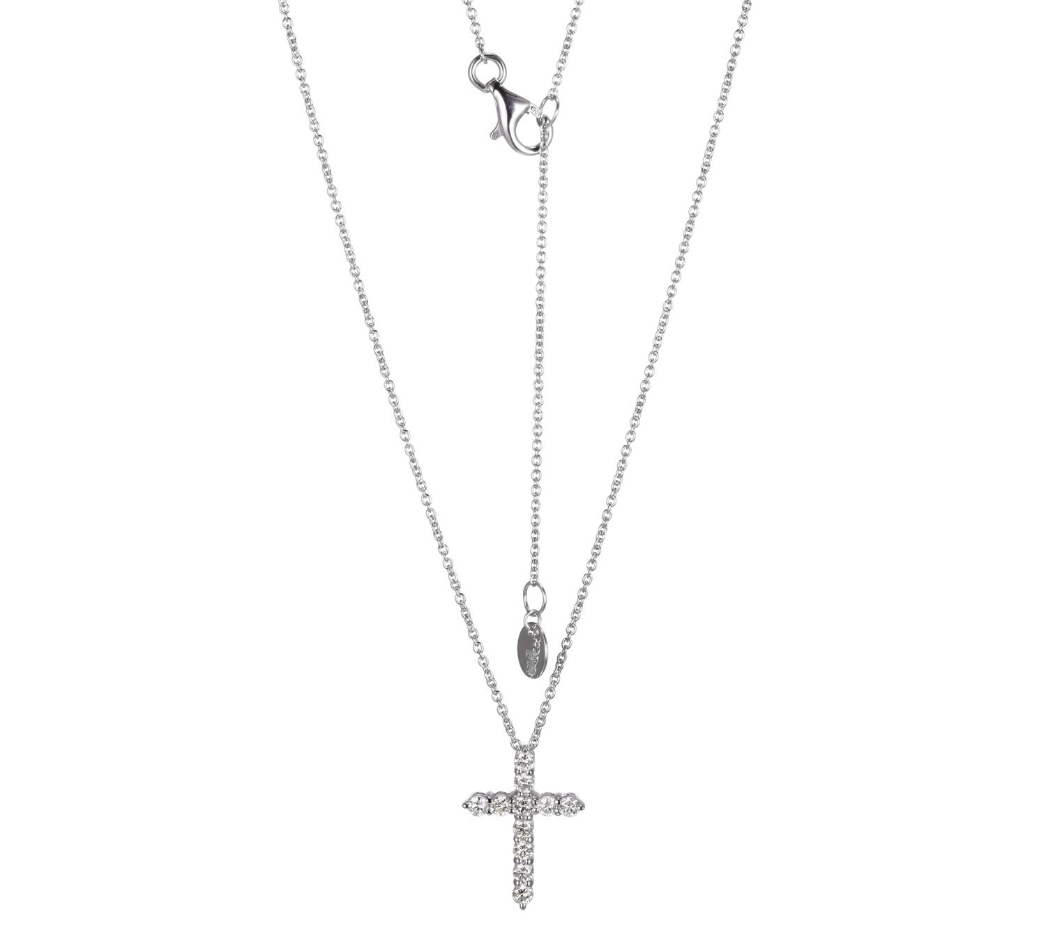 LuxLab Diamonds Lab Grown Cross Pendant w/ Chai n, Sterling - QVC.com
