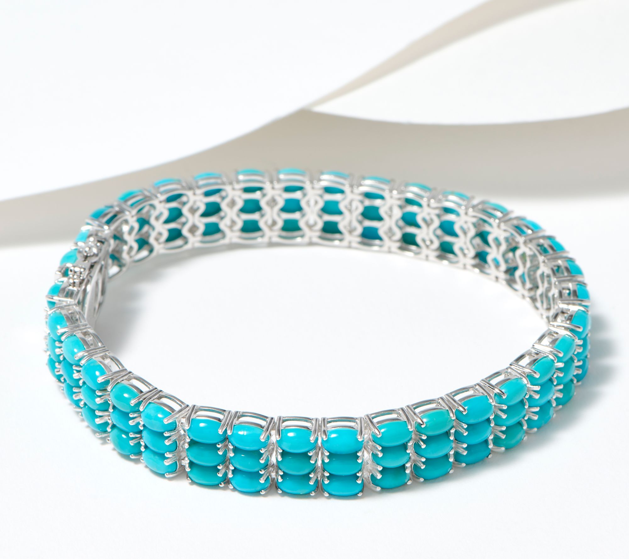 "As Is" Affinity Gems 3-Row Gemstone Bracelet Sterling Silver - QVC.com