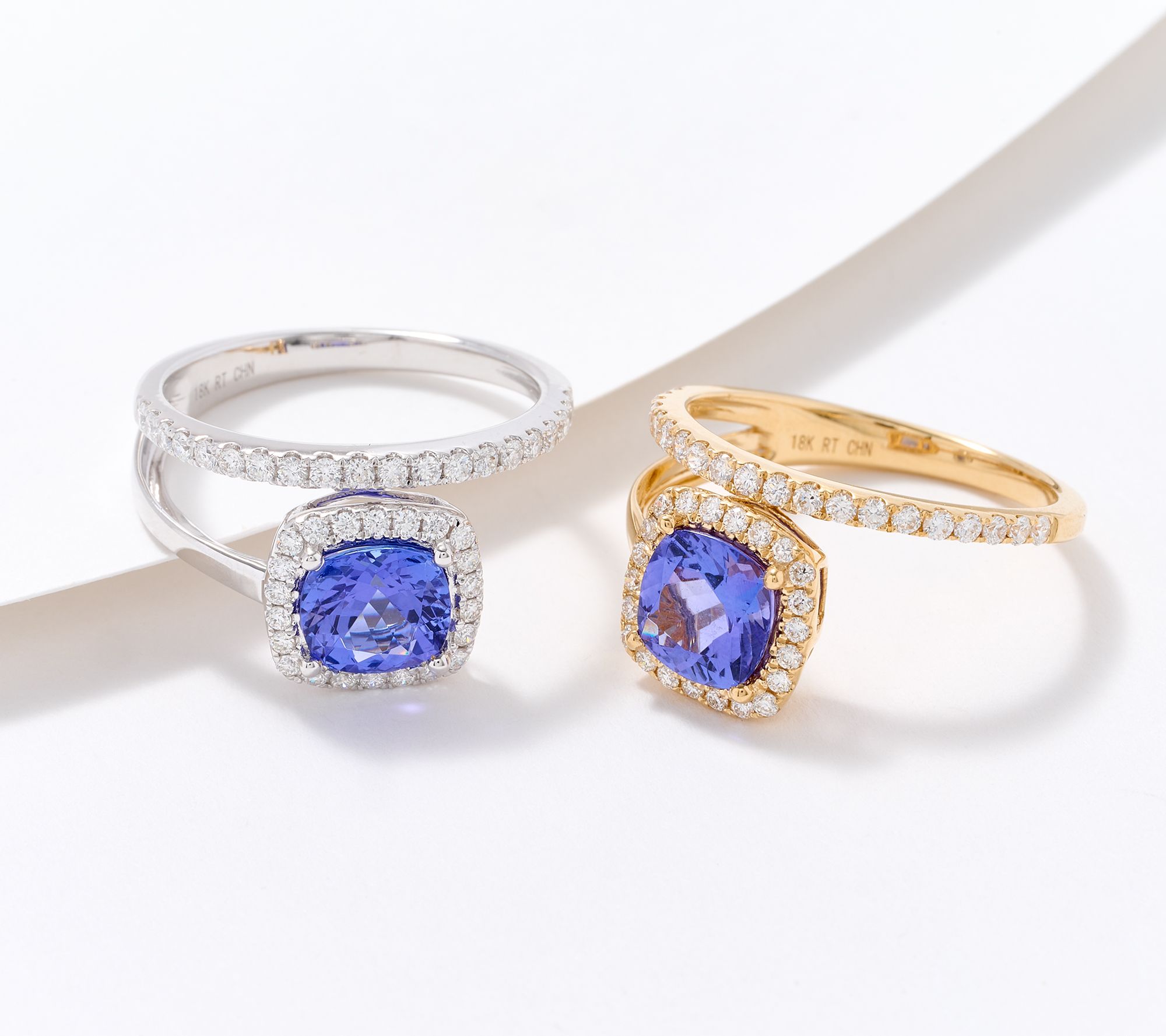 Pure Tanzanite by Jeff Moseley Tanzanite & Diamond Ring, 18K Gold - QVC.com