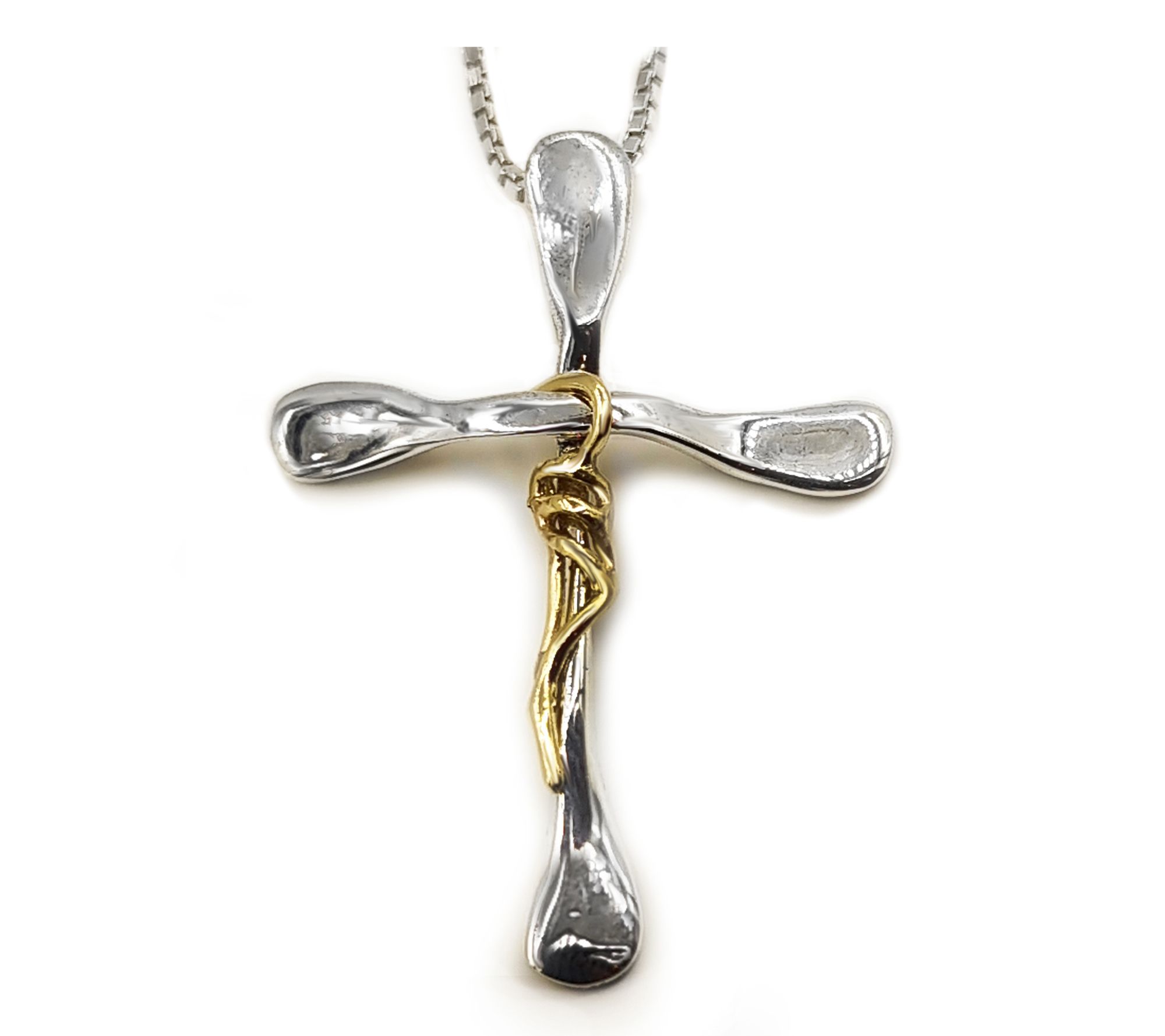 Hagit Sterling Silver & 14K Gold Cross Pendantw/ Chain - QVC.com