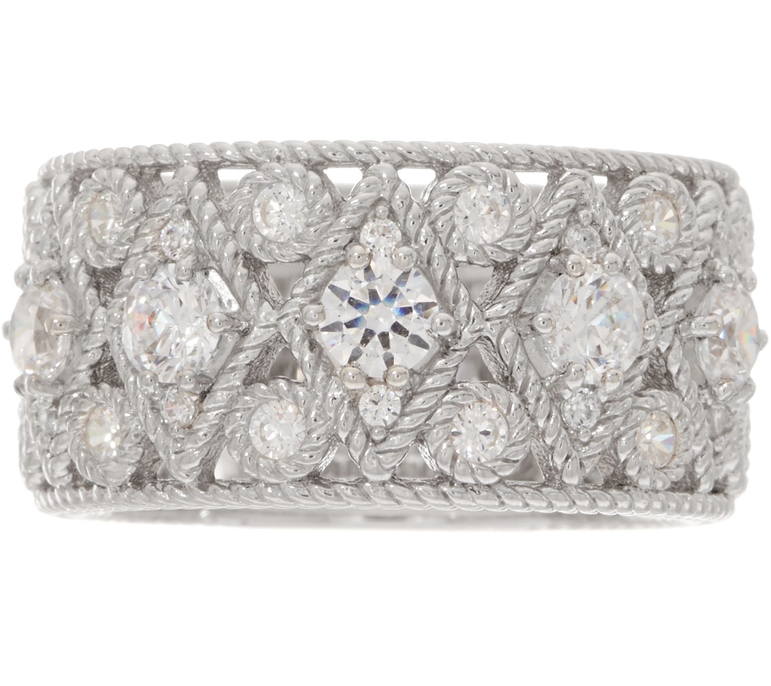 Judith Ripka Sterling 1.35 cttw Diamonique Wide Band Ring - QVC.com