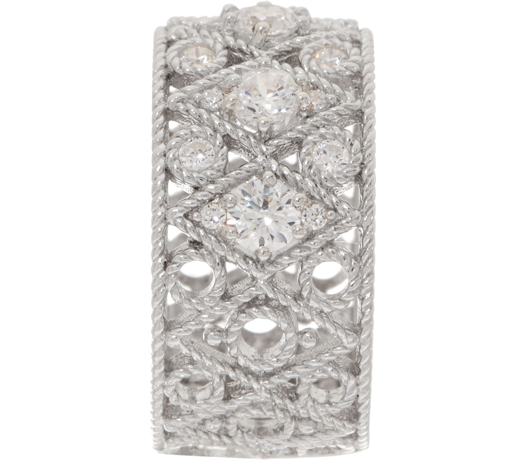 Judith Ripka Sterling 1.35 cttw Diamonique Wide Band Ring - QVC.com