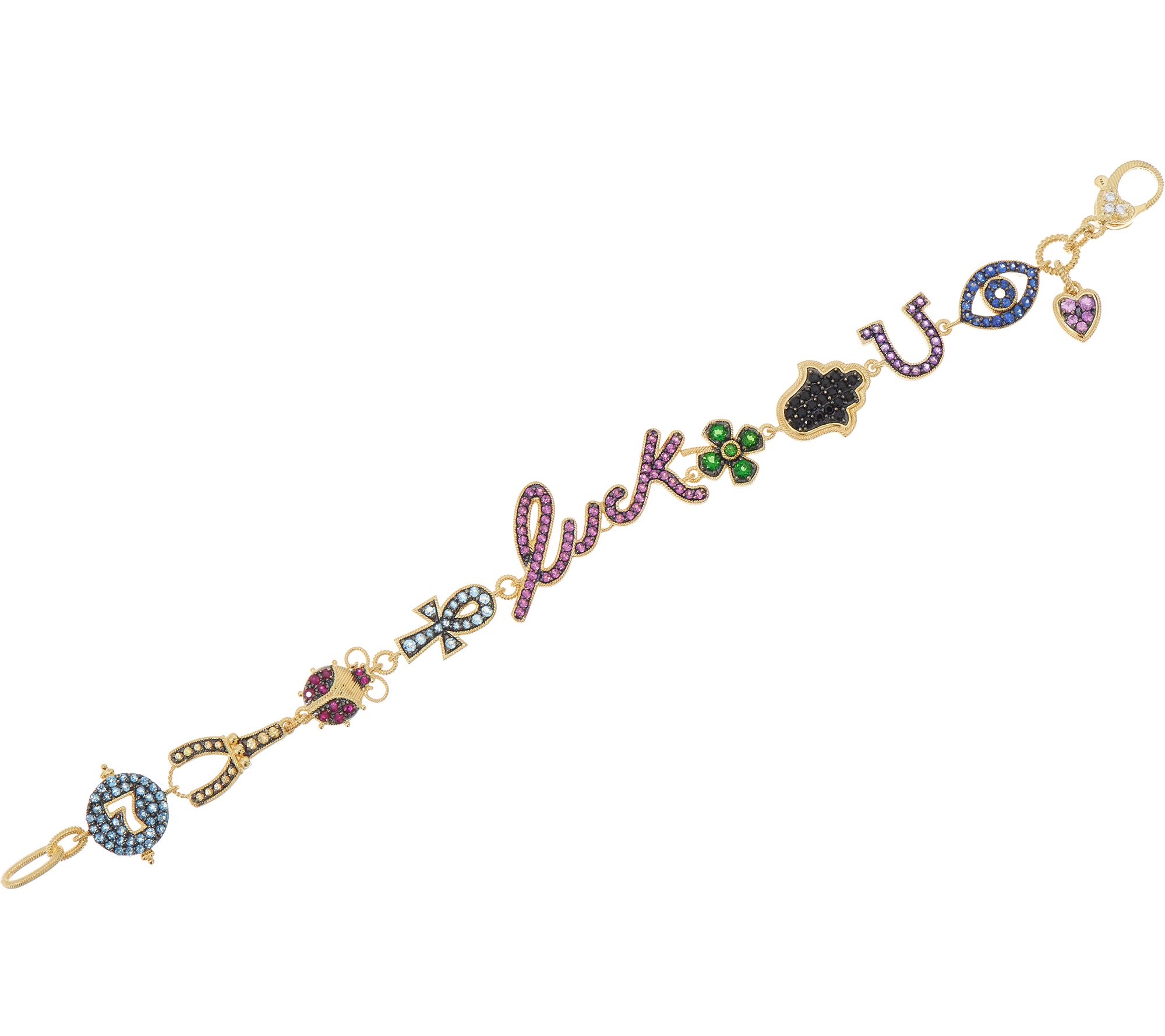"As Is" Judith Ripka 14K Clad Lucky Charm 7-1/4" Bracelet 2.45cttw ...